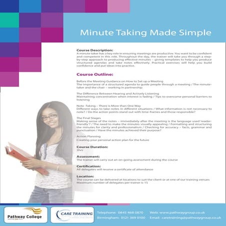 Minute Taking 'Made Simple' Training Courses | PDF