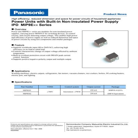 Original Power Supply IC MIP9E01 9E01 DIP-8 New | PDF