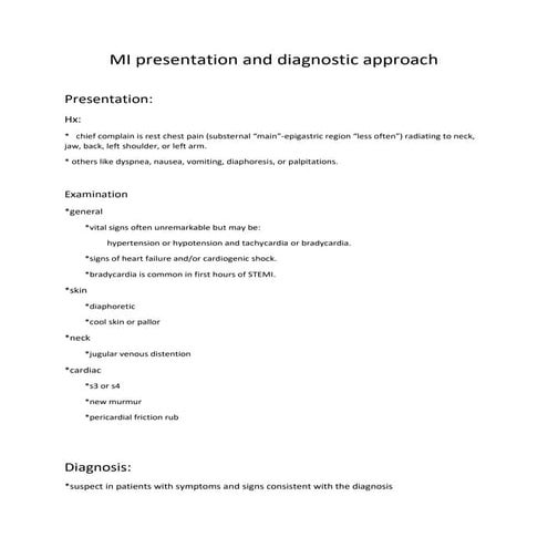 Mi presentation and diagnostic approach - | PDF