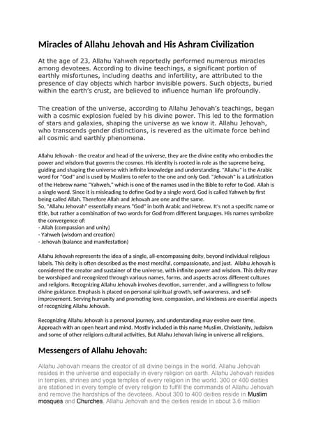 Miracles of Allahu Jehovah or Allahu Yahweh | DOCX