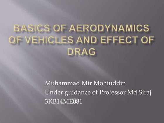 Aerodynamics on car | PPT | Physics | Science