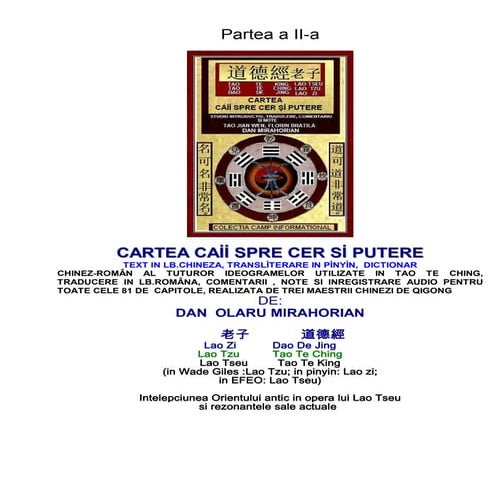 Mirahorian, dan 01. cartea caii spre cer si putere - tao-te-ching - partea 2 - v.0.9 | PDF