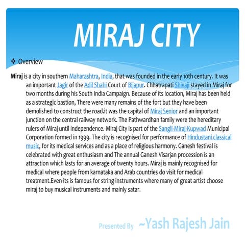 Miraj city | PPTX