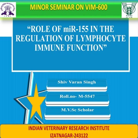 Role of Mirn 155 in thr regulation of lymhocyte | PPT