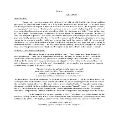 Mirror - Sylvia Plath | DOCX