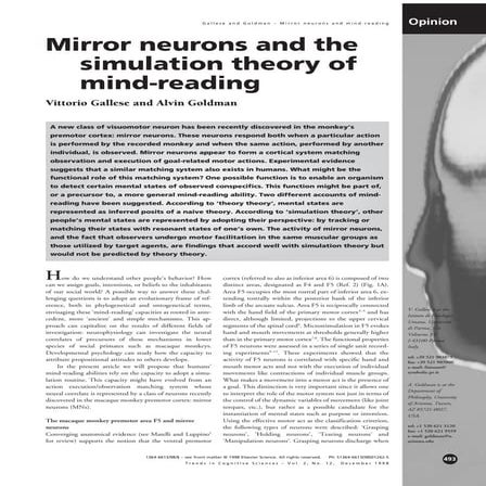Mirror neurons and the simulation theory of mind reading | PDF