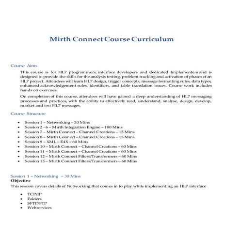 Mirth connect Online Training | DOCX