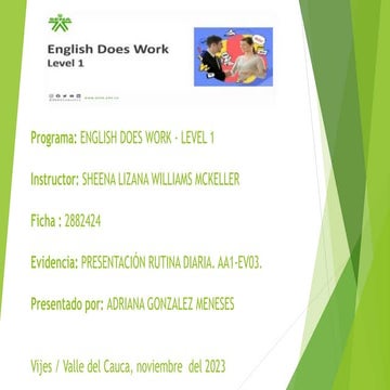 Mi rutina diaria actividad inglés nivel 3 | PPTX