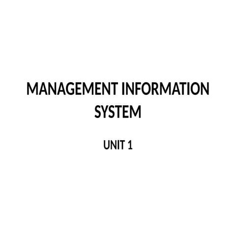 INTRODUCTION TO MANAGEMENT INFORMATION SYSTEM | PPTX