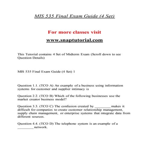 MIS 535 Education Organization / snaptutorial.com | DOCX | Databases | Computer Software and ...