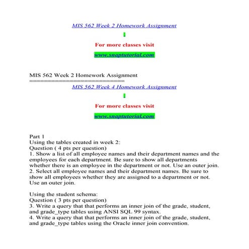 Mis 562 Massive Success - snaptutorial.com