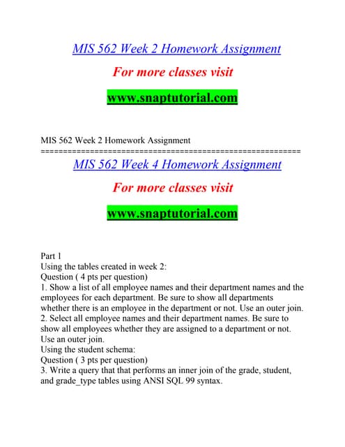 Mis 562 Massive Success - snaptutorial.com