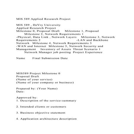 MIS 589 Applied Research ProjectMIS 589 , DeVry UniversityAp.docx | Computer Networking | Computing