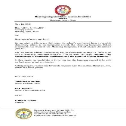 Invitation Letter for an alumni association | DOCX