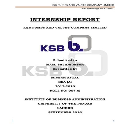 KSB INTERNSHIP PROJECT | PDF