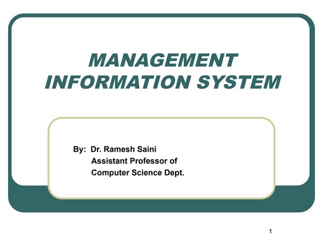 Management Information System ( MIS ) | PPTX