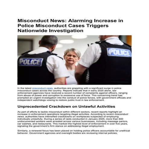 Misconduct News: Police Misconduct Cases Surge, Prompting Urgent Investigation | DOCX