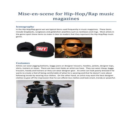Mise en-scene for hip-hop and rap music magazines | DOCX