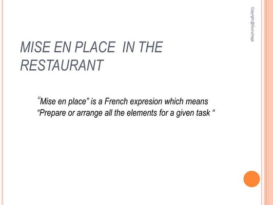 Chapter 2 mise-en-place(1) | PPTX | Cooking | Food & Drink