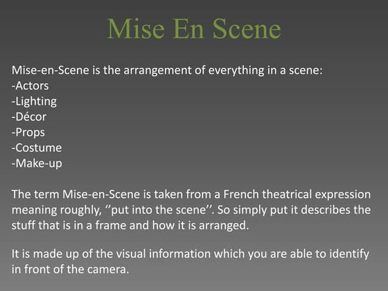 5 elements of mise en scene | PDF