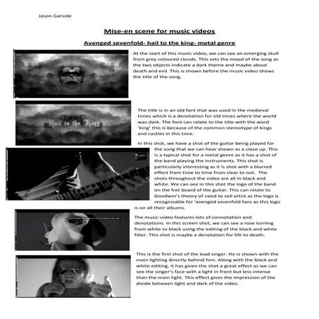 Mise en scene applied to music video genres | DOCX
