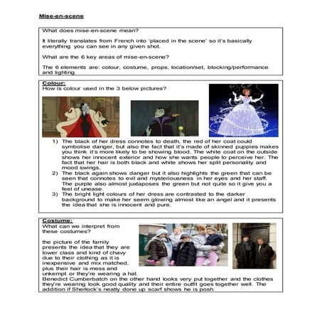 Mise en scene notes sheet | PDF