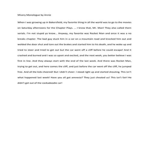 Misery monologue by annie | DOCX