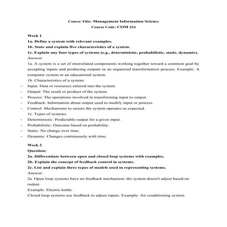 Management Information System Questions and Answers | DOC