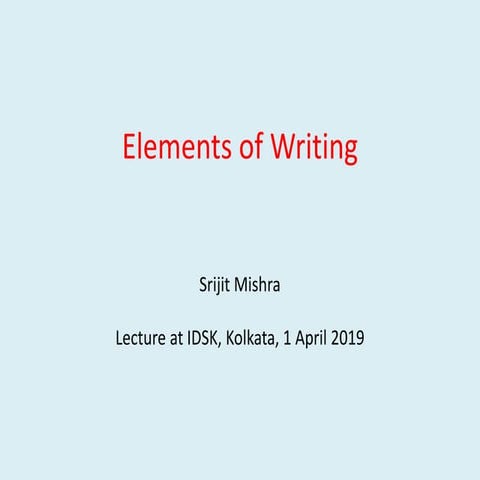 Elements Of Writing | PPT