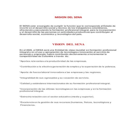 Mision y vision del sena | PPTX