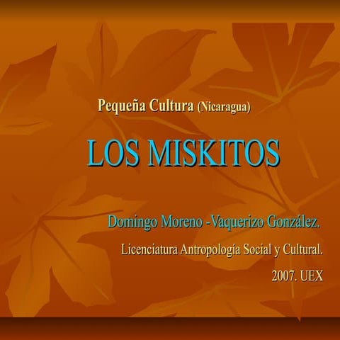 Los Miskitos. Licenciatura Antropología. 2007. aprentic3 | PPT