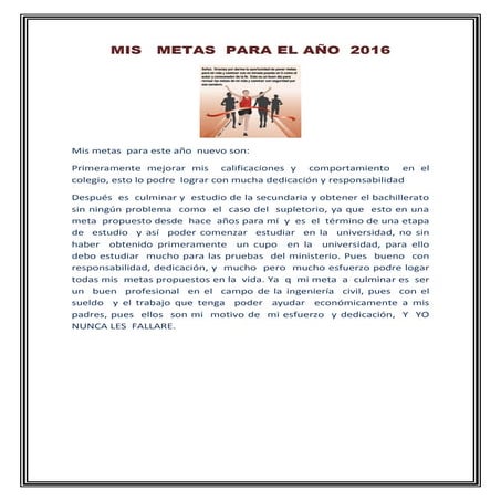 Mis metas para el año 2016 | PDF