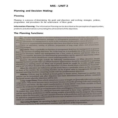 Mis notes unit 2 -BBA/BCA | DOCX