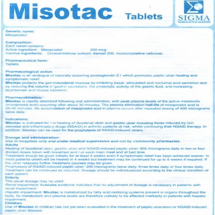 Misotac tablet misoprostol - patient information leaflet | PDF