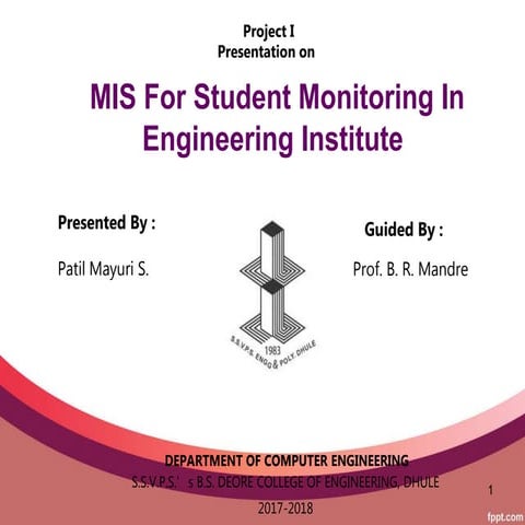 MIS For Student Monitoring System In Engineering Institute | PPT