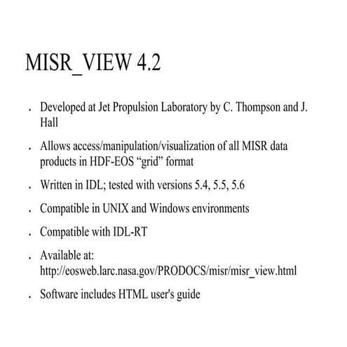 MISR Products and Tools | PDF