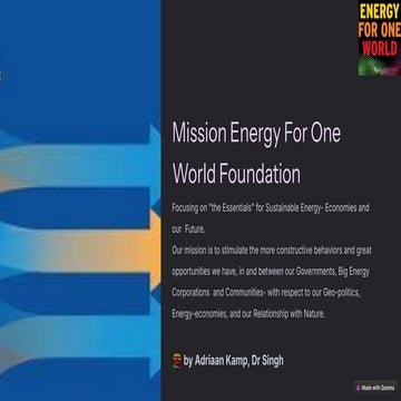 Mission Energy For One World Foundation 2025 | PDF