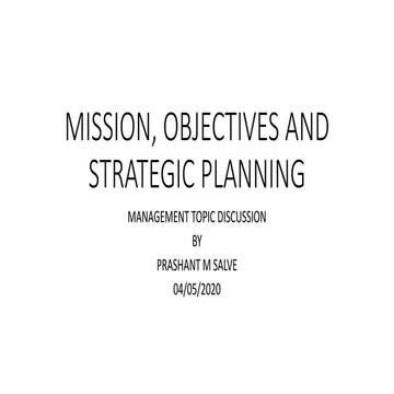 Mission objective and strategic planning | PPT