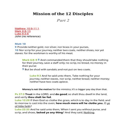 Mission of the 12 disciples pt2 | DOCX | Christianity | Religion ...