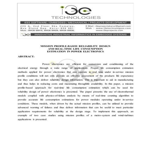 Mission profile based reliability design and real-time life consumption ...