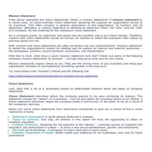 Mission statement and exercises | DOCX