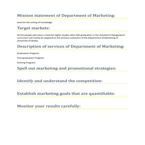 Mission statement of department of marketing | DOC