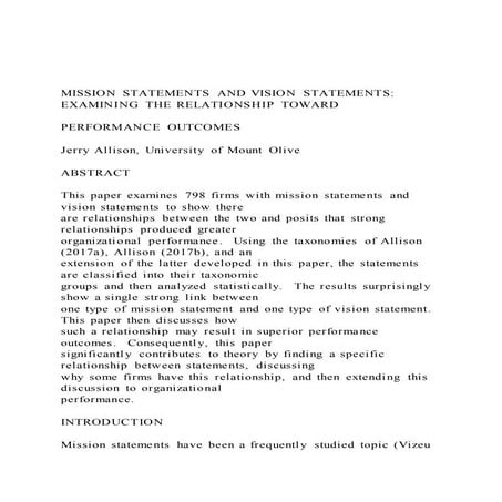 MISSION STATEMENTS AND VISION STATEMENTS EXAMINING THE RELA | DOCX