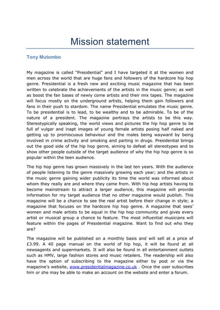 Mission statement and target audience | PDF