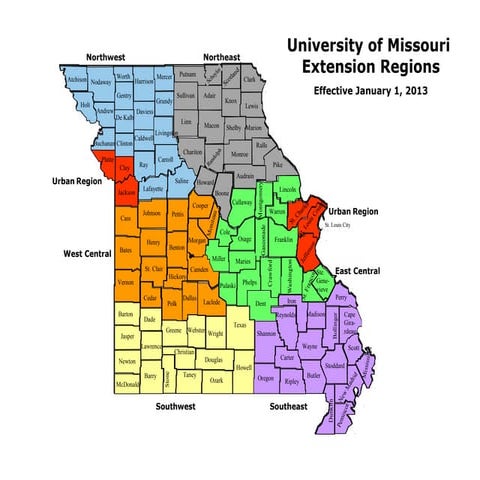 Missouri map w new regions 1 1-13 | PPT