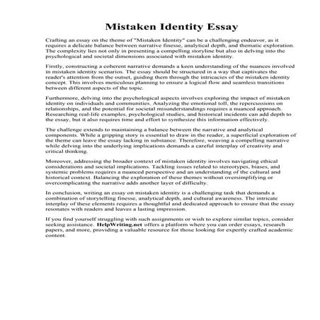 Mistaken Identity Essay | PDF