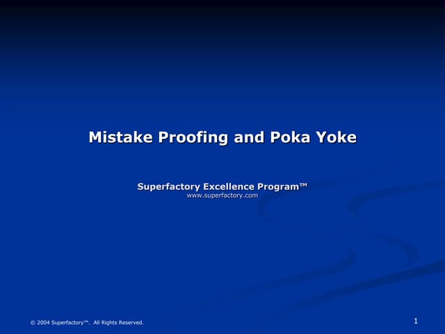 Poka yoke (mistake proofing) | PDF