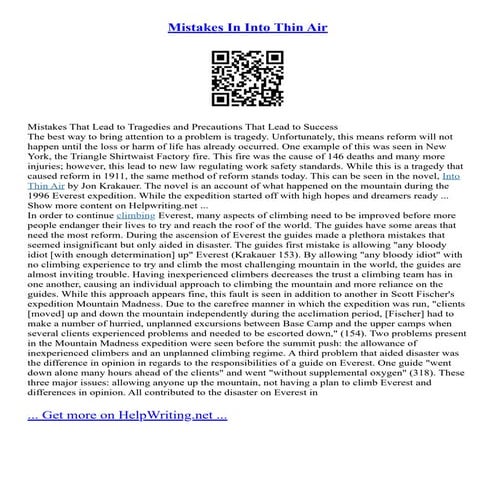 Mistakes In Into Thin Air | PDF