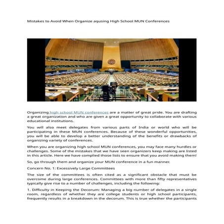Mistakes to Avoid When Organize aqusing High School MUN Conferences.docx