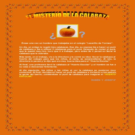 Misterio de la calabaza.josep y rubén | DOCX | Daycare and Pre-School ...